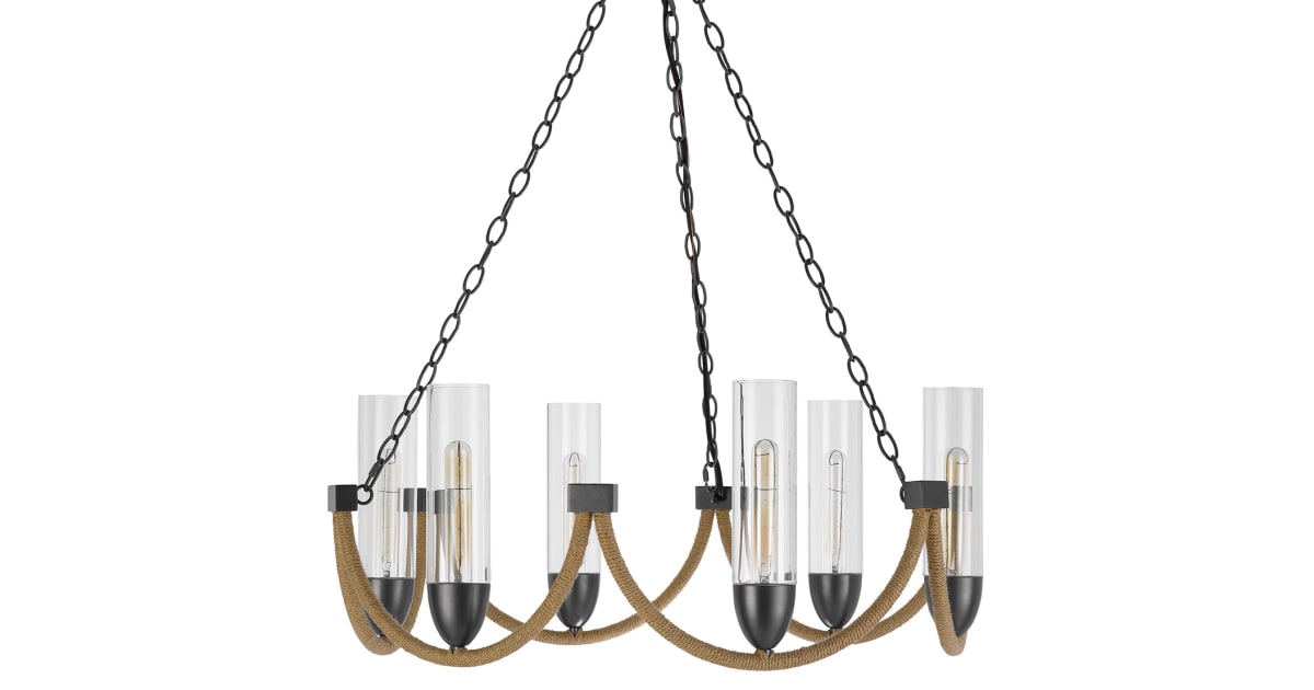 Cal Lighting FX-3815-6 Argyle 6 Light 32" Wide Chandelier with Burlap ...
