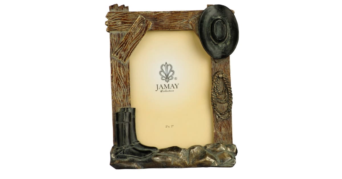 Cal Lighting TA-848PF 9" Country / Rustic Resin Cowboy Picture Frame ...