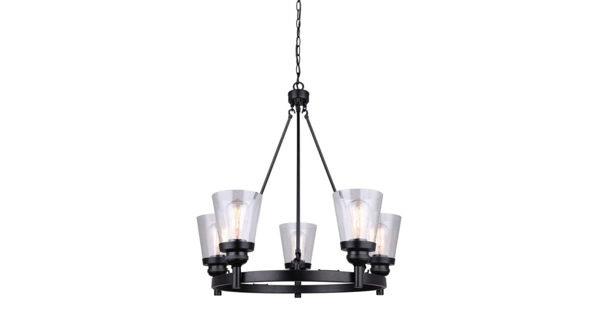 Canarm ICH1097A05BK Declan 5 Light 26" Wide Ring Chandelier | Ferguson Home