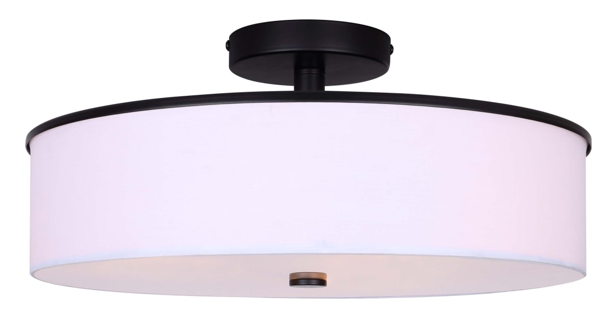 Canarm ISF2037B03BK Tristan 3 Light 18" Wide Semi-flush Drum Ceiling ...