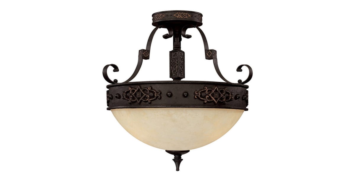 Capital Lighting 3603RI River Crest 3 Light Semi-Flush Ceiling Fixture ...