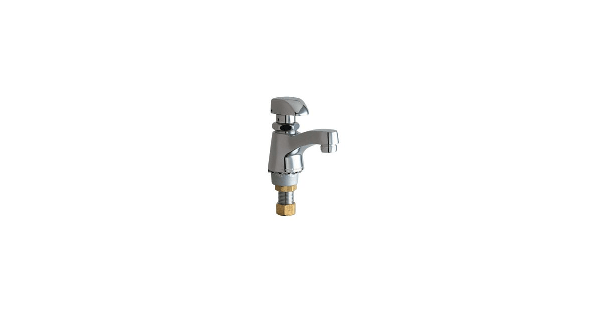 Chicago Faucets 335-E12PSHCP Deck Mounted Metering Faucet with Push ...
