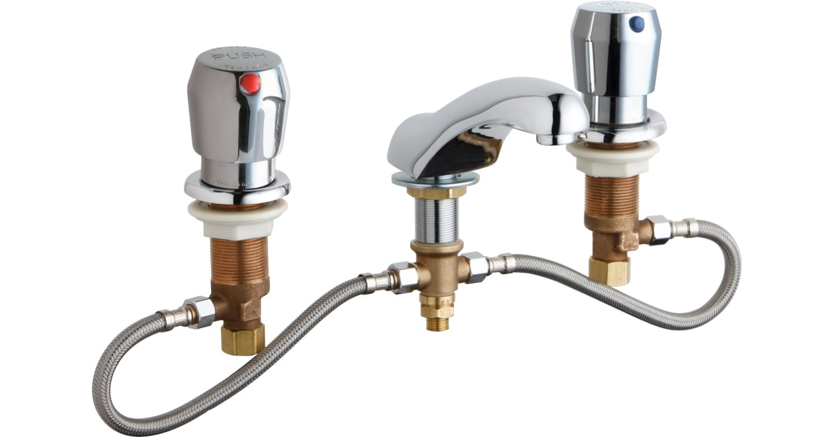 Chicago Faucets 404-HZV665E39ABCP 0.35 GPM Hot and Cold Metering Faucet ...
