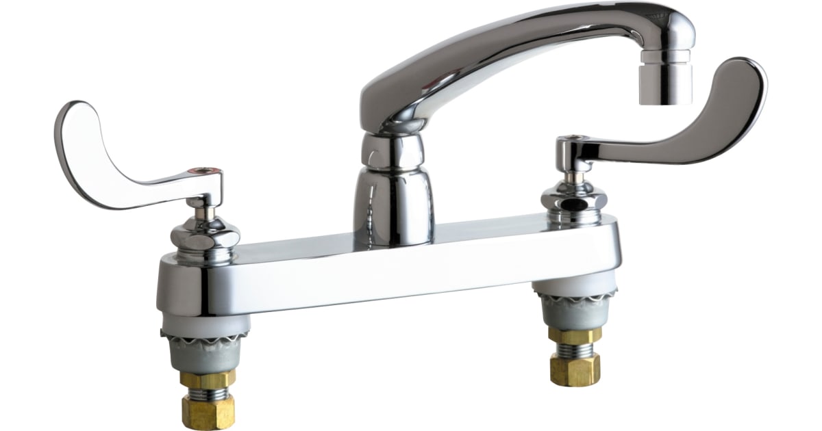 Chicago Faucets 1100-317VPACP Deck Mounted 8" Centerset Kitchen Faucet ...