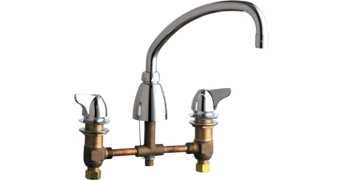 Chicago Faucets 1201-ACP Deck Mounted 8" Centerset Kitchen Faucet with ...