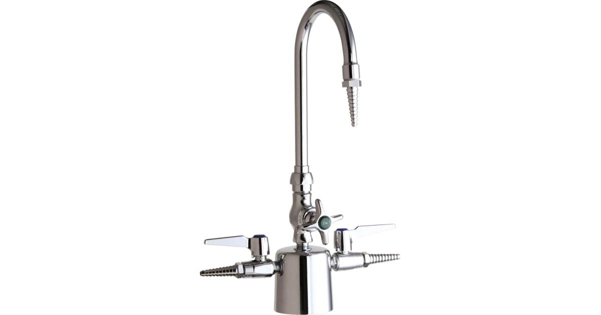 Chicago Faucets 1301-CP Single Hole Lab Faucet with Cross Handle, High ...