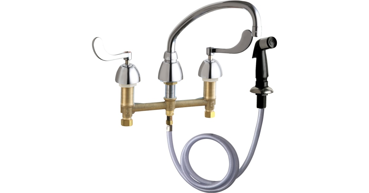 Chicago Faucets 200-A317CP Deck Mounted 8" Centerset Kitchen Faucet ...