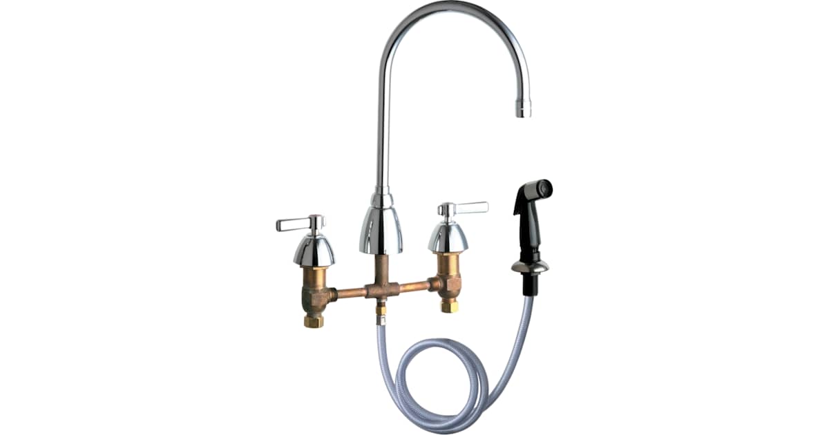 Chicago Faucets 200-AGN8AE3CP Deck Mounted 8" Widespread Kitchen Faucet ...