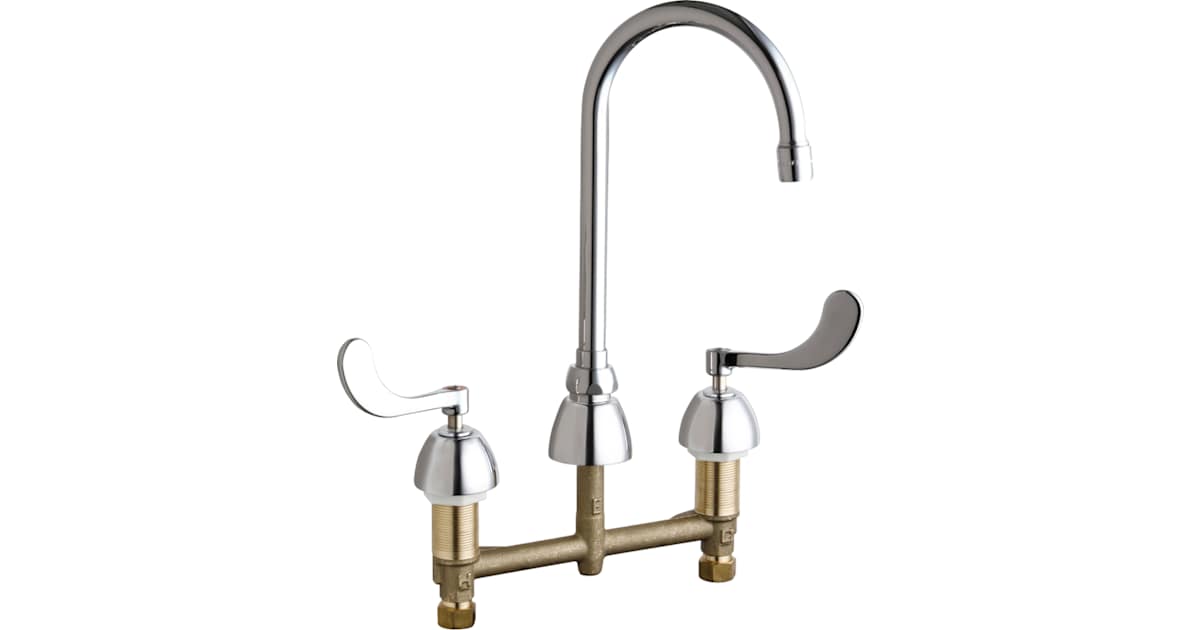Chicago Faucets 201-AGN2AE3-317XKCP Deck Mounted 8" Centerset Kitchen ...
