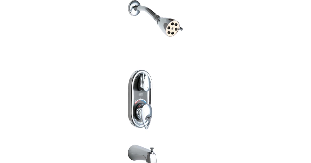 Chicago Faucets 2500-600CP 2.5 GPM Tub and Shower Trim Package with ...