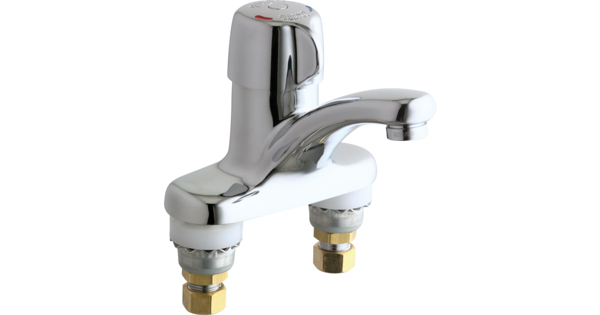 Chicago Faucets 3300-CP Deck Mounted 4" Centers Bathroom Faucet with ...