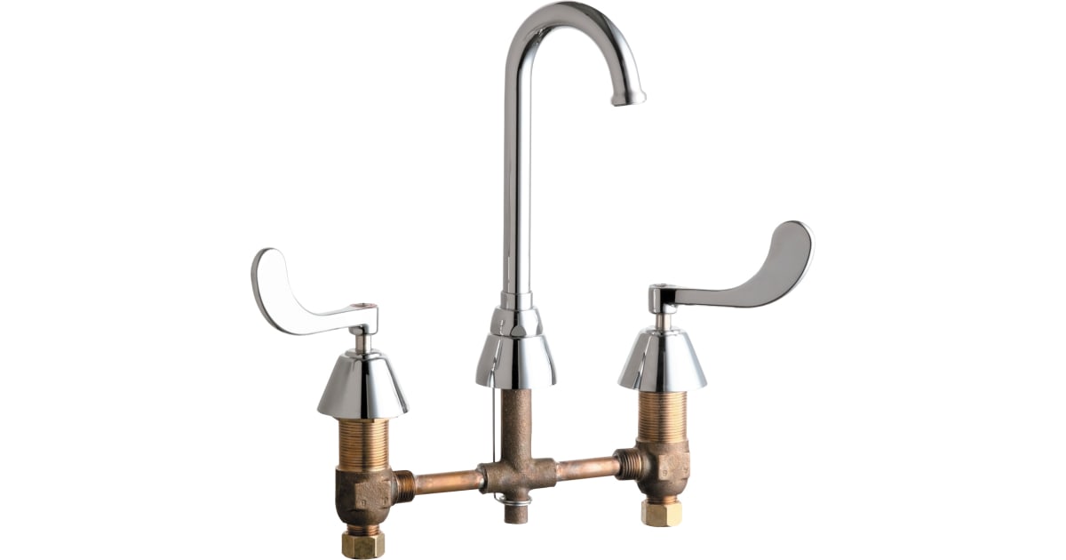 Chicago Faucets 785-GN1FCCP Deck Mounted 8" Centerset Kitchen Faucet ...