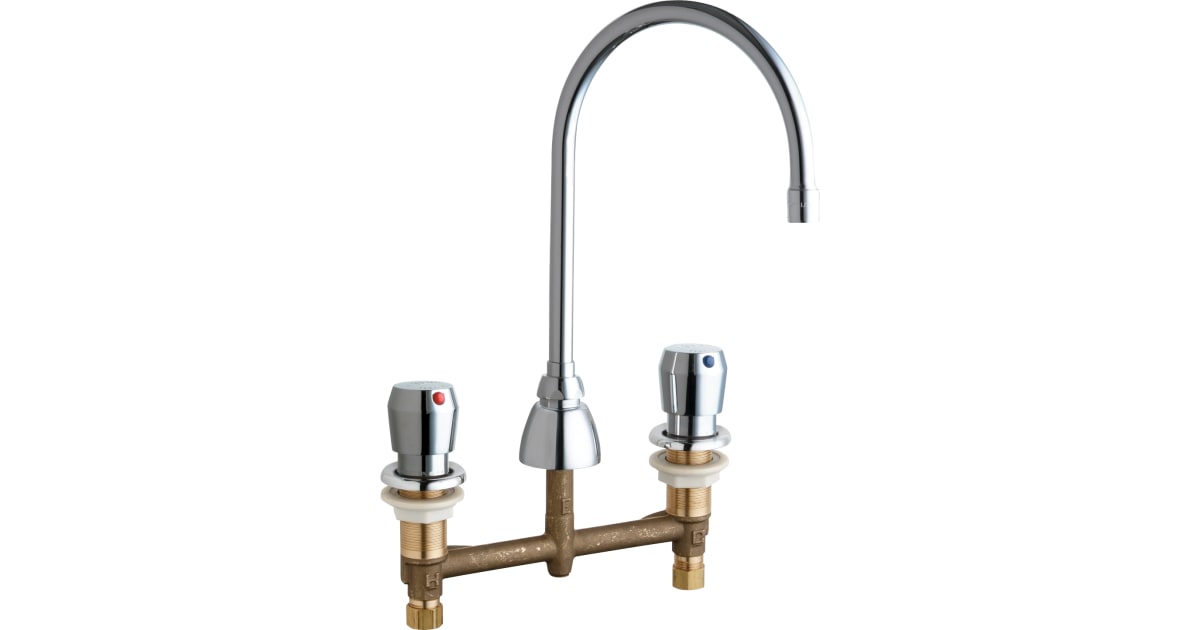 Chicago Faucets 786-E3-665CP Deck Mounted 8" Centerset Metering Faucet ...