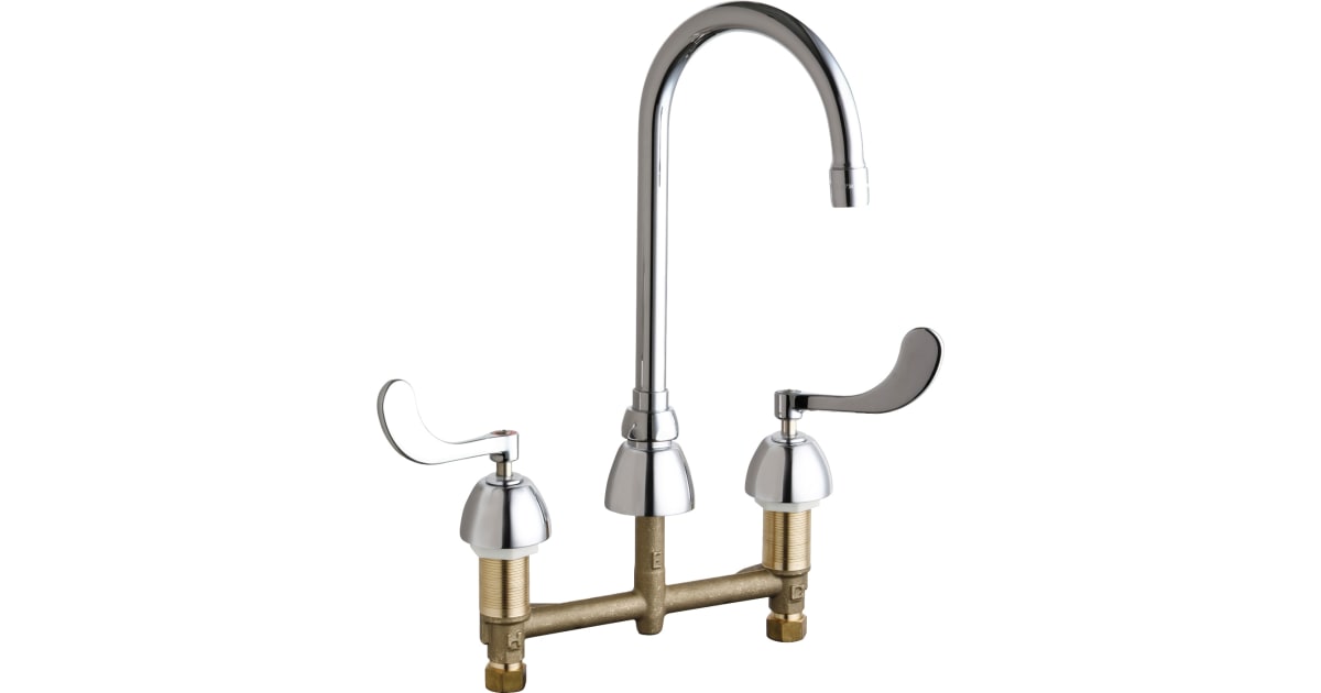 Chicago Faucets 786-E3XKCP Deck Mounted 8" Centerset Kitchen Faucet ...