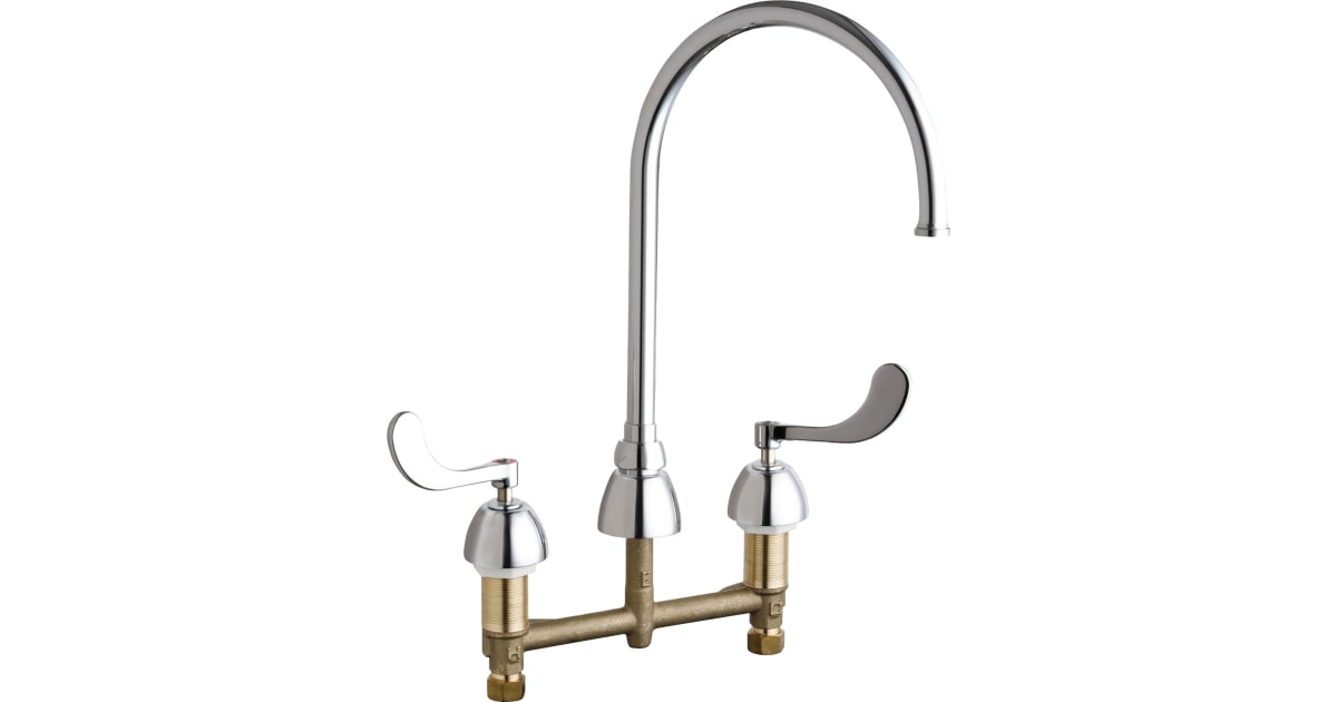 Chicago Faucets 786-GN8FCXKCP Deck Mounted 8" Centerset Kitchen Faucet ...