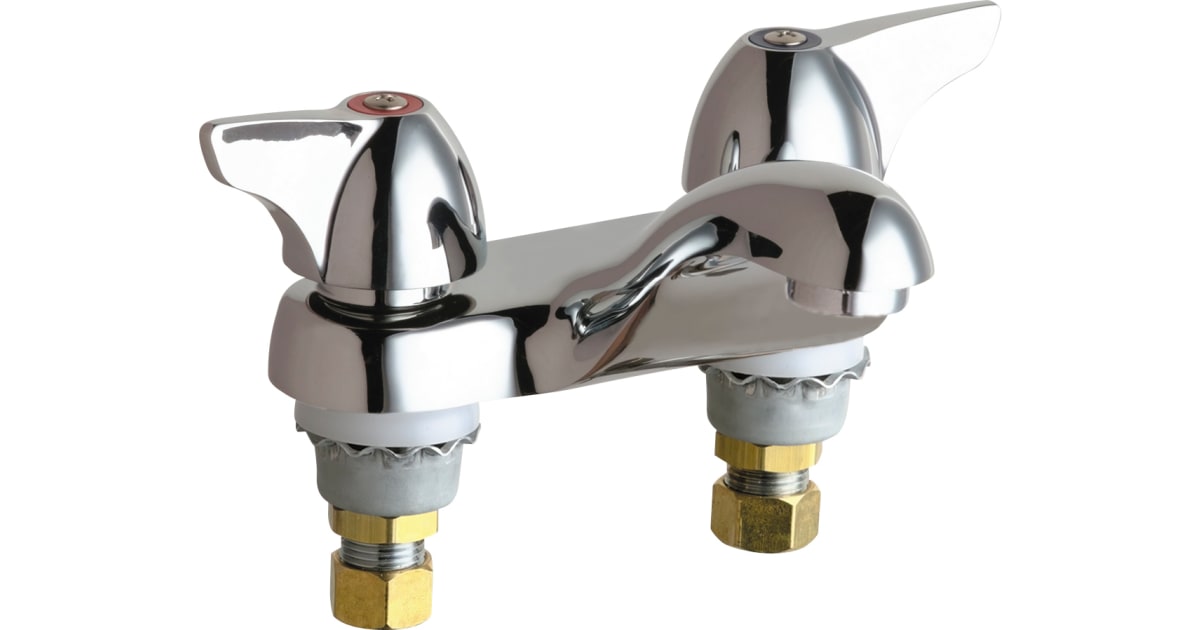 Chicago Faucets 802-1000XKCP Deck Mounted 4" Centerset Bathroom Faucet ...