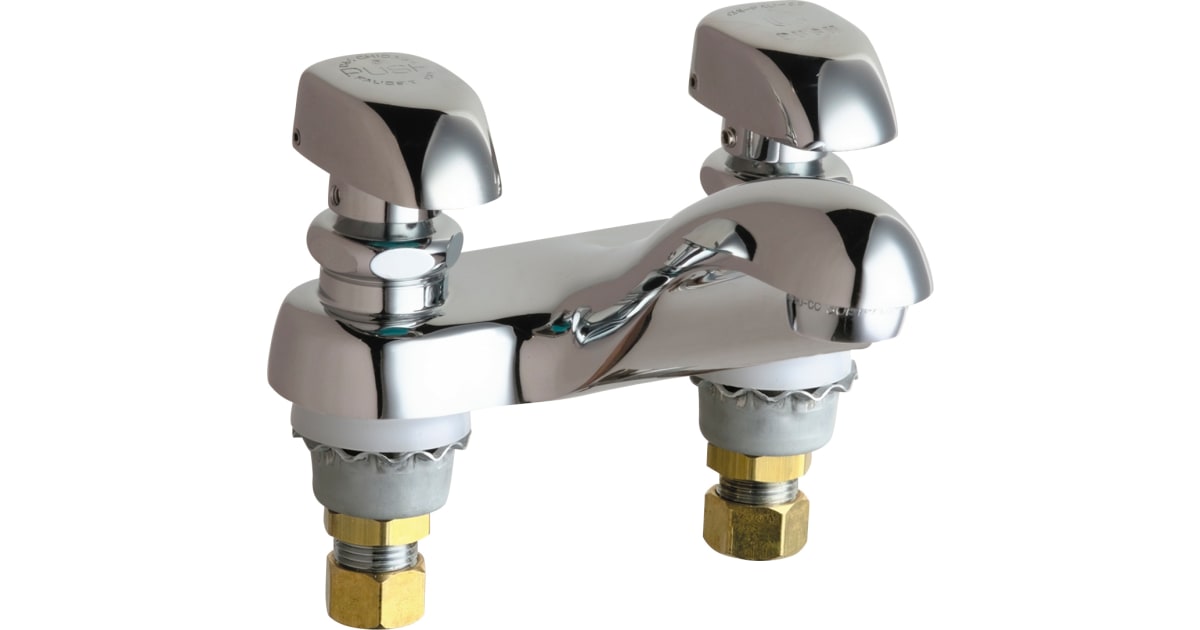 Chicago Faucets 802-335CP Deck Mounted 4" Centerset Bathroom Faucet ...