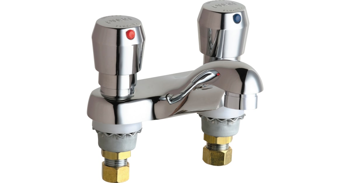 Chicago Faucets 802-VE2805-665ABCP Centerset Bathroom Faucet with 4 ...