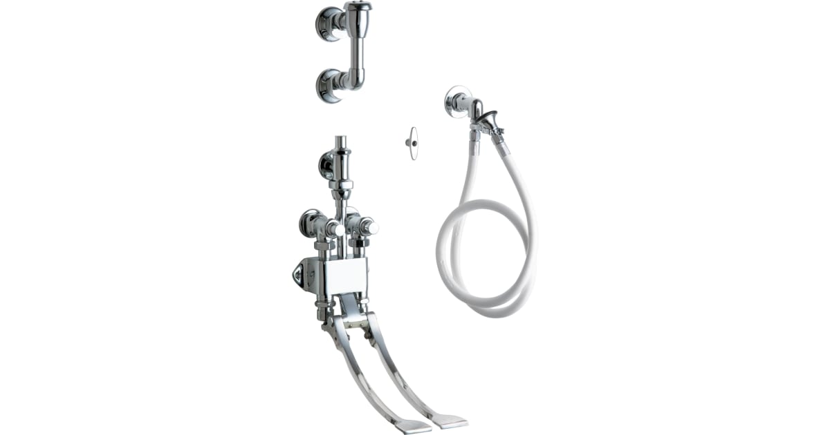 Chicago Faucets 910-GCP Wall Mounted Pedal Valve Concealed Bed Pan ...