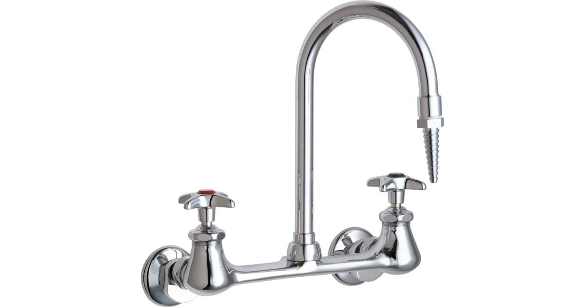 Chicago Faucets 942-WSLCP Wall Mounted Lab Faucet with Cross Handles ...