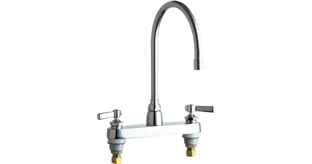 Chicago Faucets 1100-GN8AE35-369AB Commercial Centerset Hot and Cold ...
