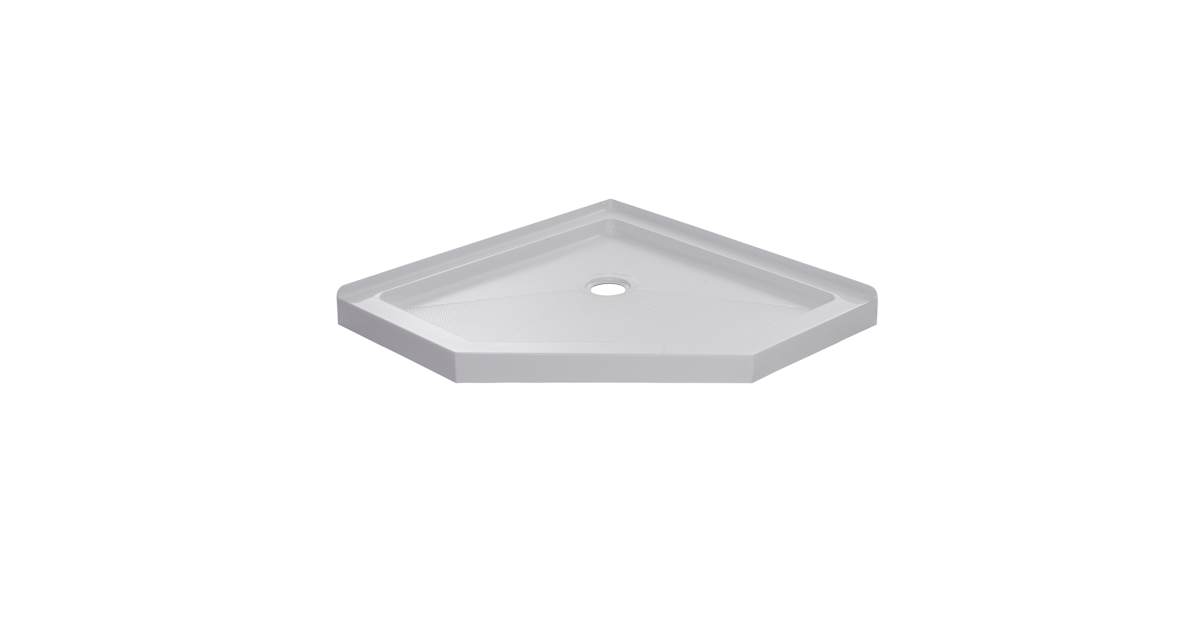 CRAFT + MAIN 3838NA-W 38" x 38" Neo Angle Shower Base with Center Drain ...