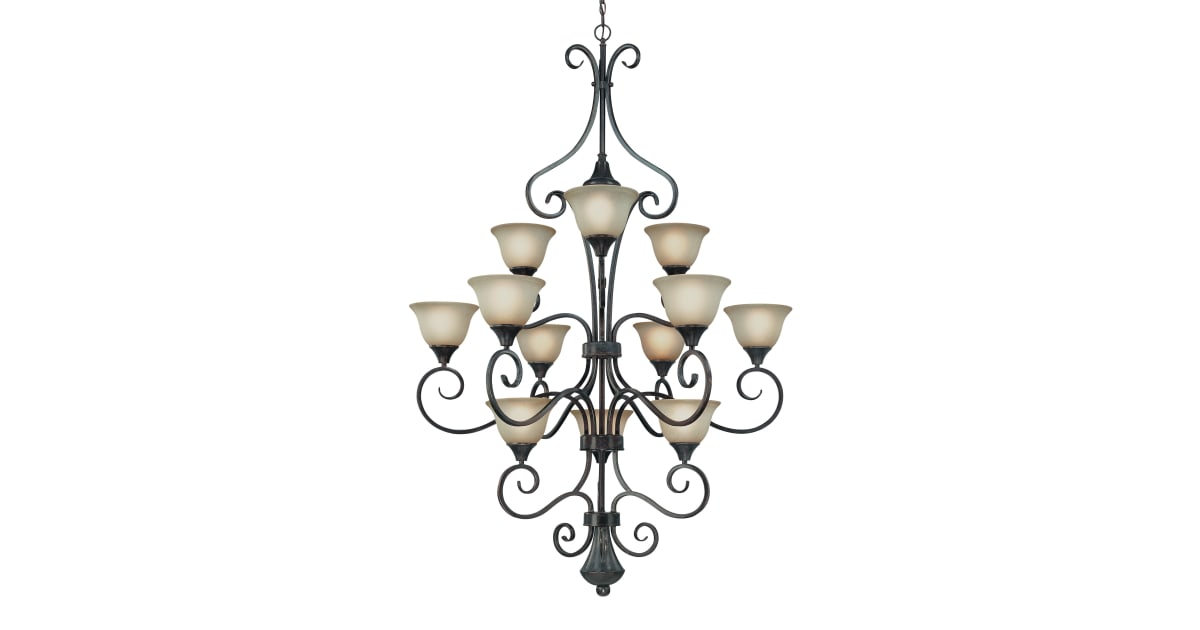 Craftmade 24912-BA Torrey Three Tier 12 Light Chandelier - 41.5 Inches ...