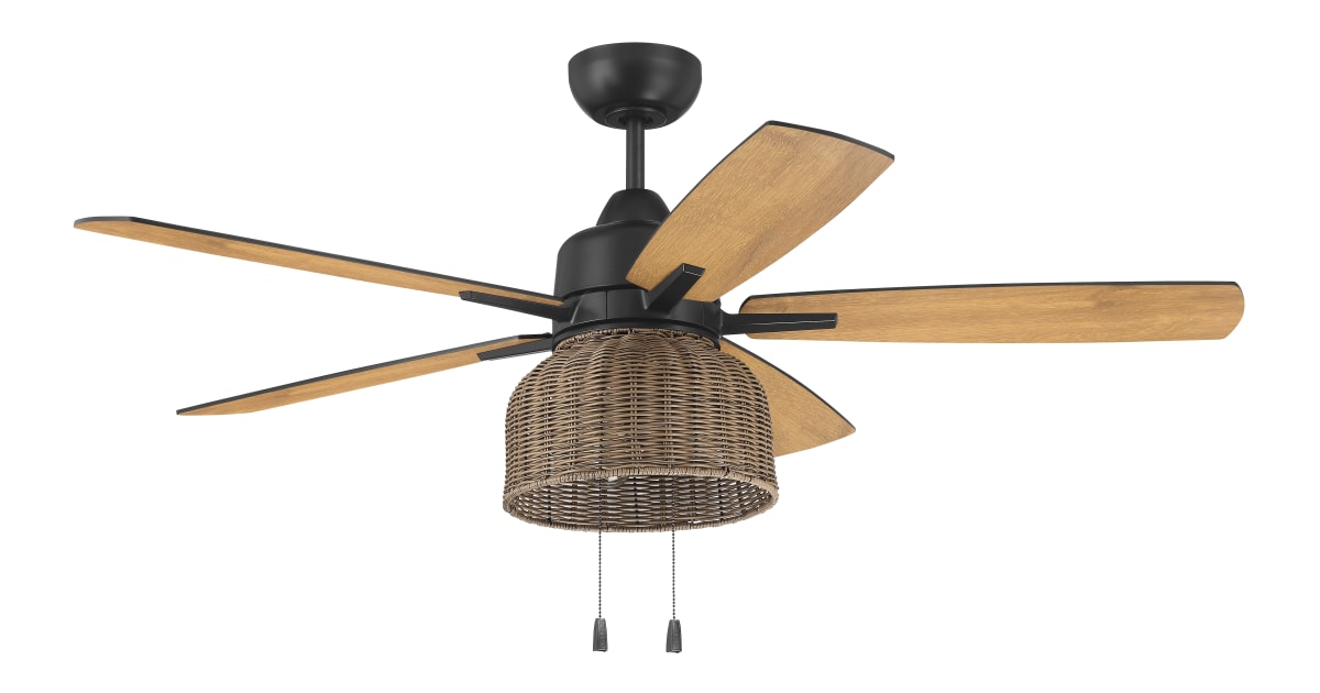 Craftmade WVN52FB5 Woven 52" 5 Blade Indoor / Outdoor LED Ceiling Fan ...