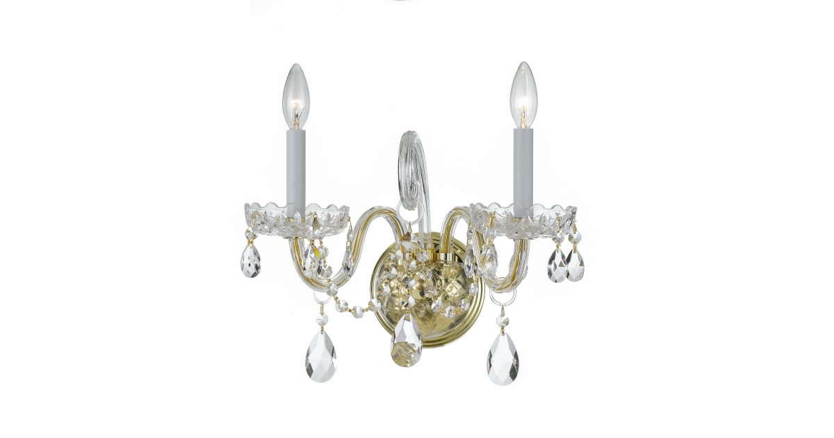 Crystorama Lighting Group 1032-PB-CL-S Traditional Crystal 2 Light 13 ...