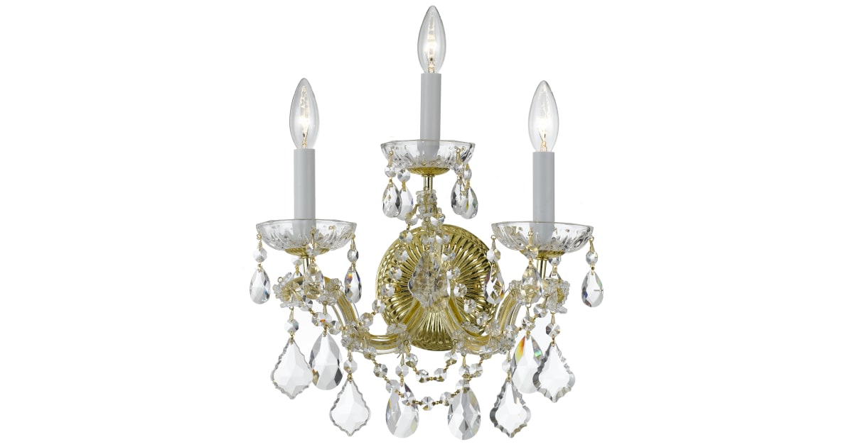 Crystorama Lighting Group 4403-GD-CL-S Maria Theresa 3 Light 14" Tall ...