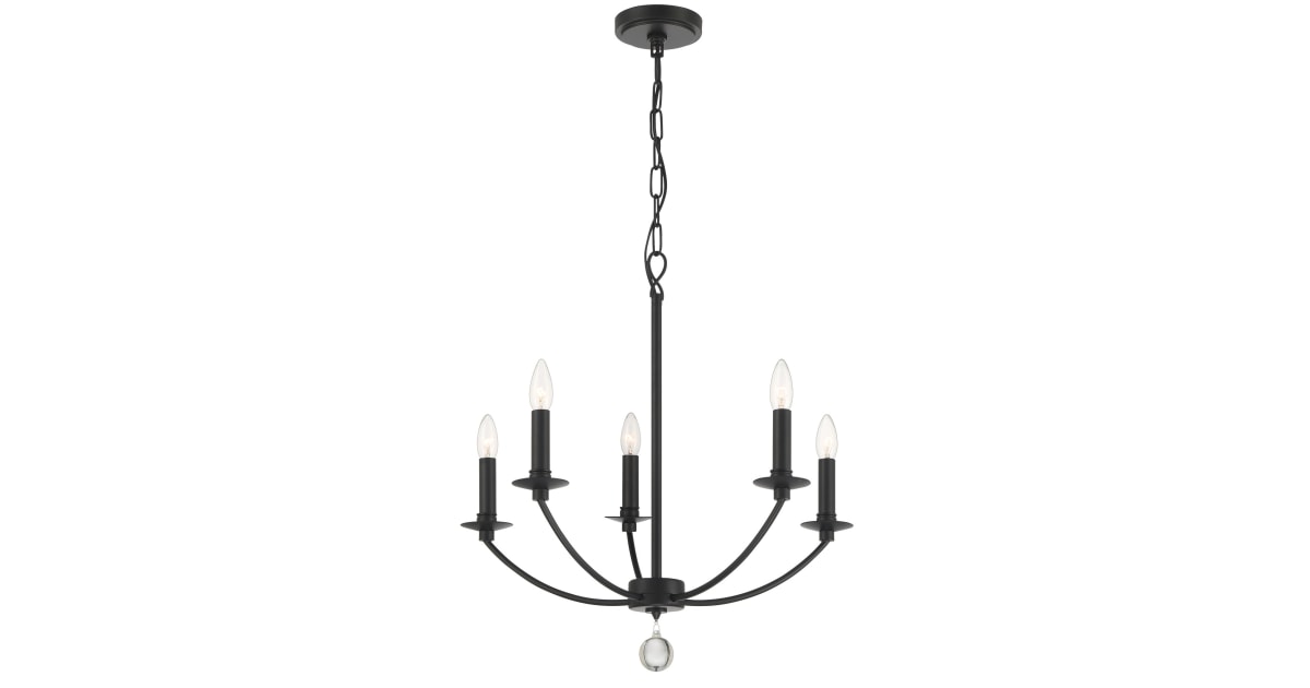 Crystorama Lighting Group MIL-8005-BK Mila 5 Light 23" Wide Taper Candle Style Chandelier ...