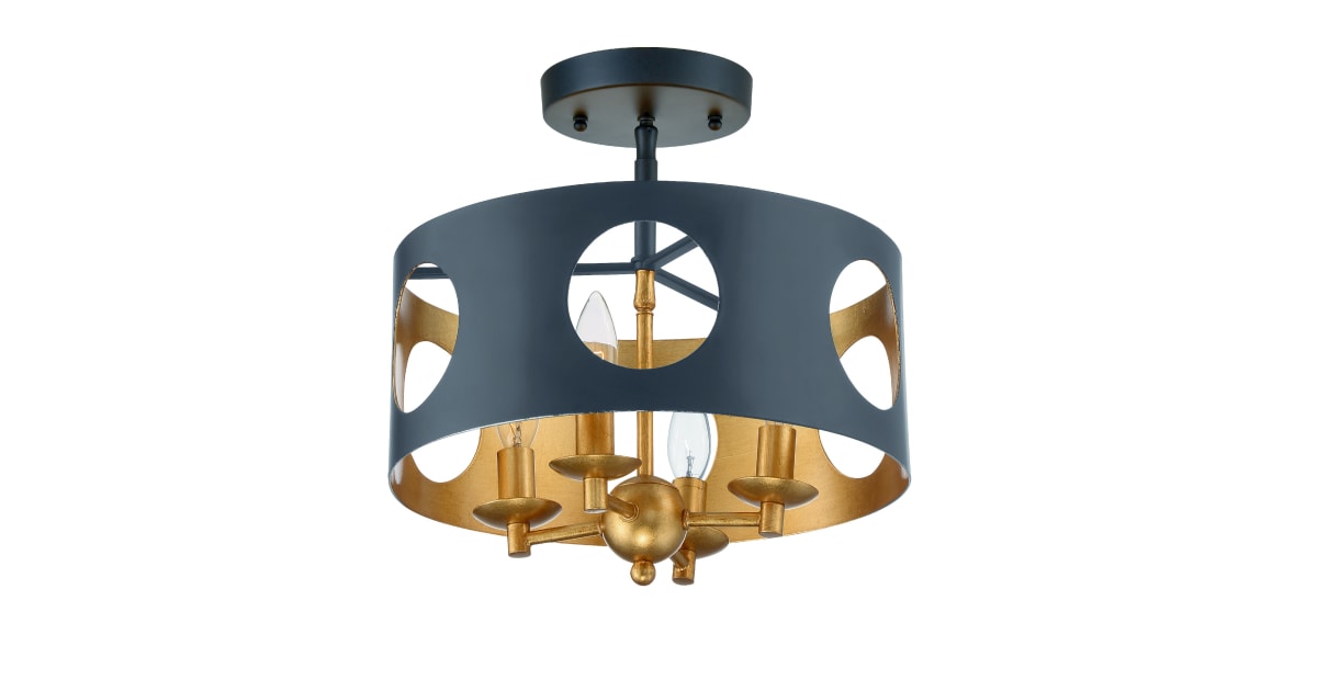 Crystorama Lighting Group ODE-700-BK-GA_CEILING Odelle 4 Light 14" Wide ...