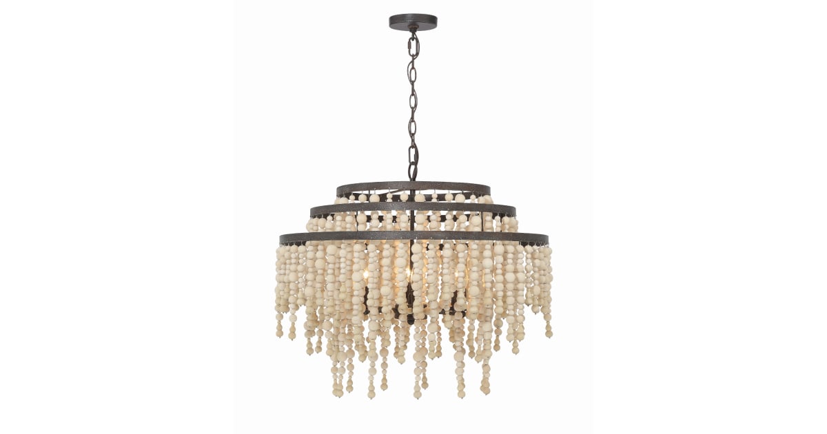 Crystorama Lighting Group POP-A5076-FB Poppy 6 Light 27" Wide Beaded ...