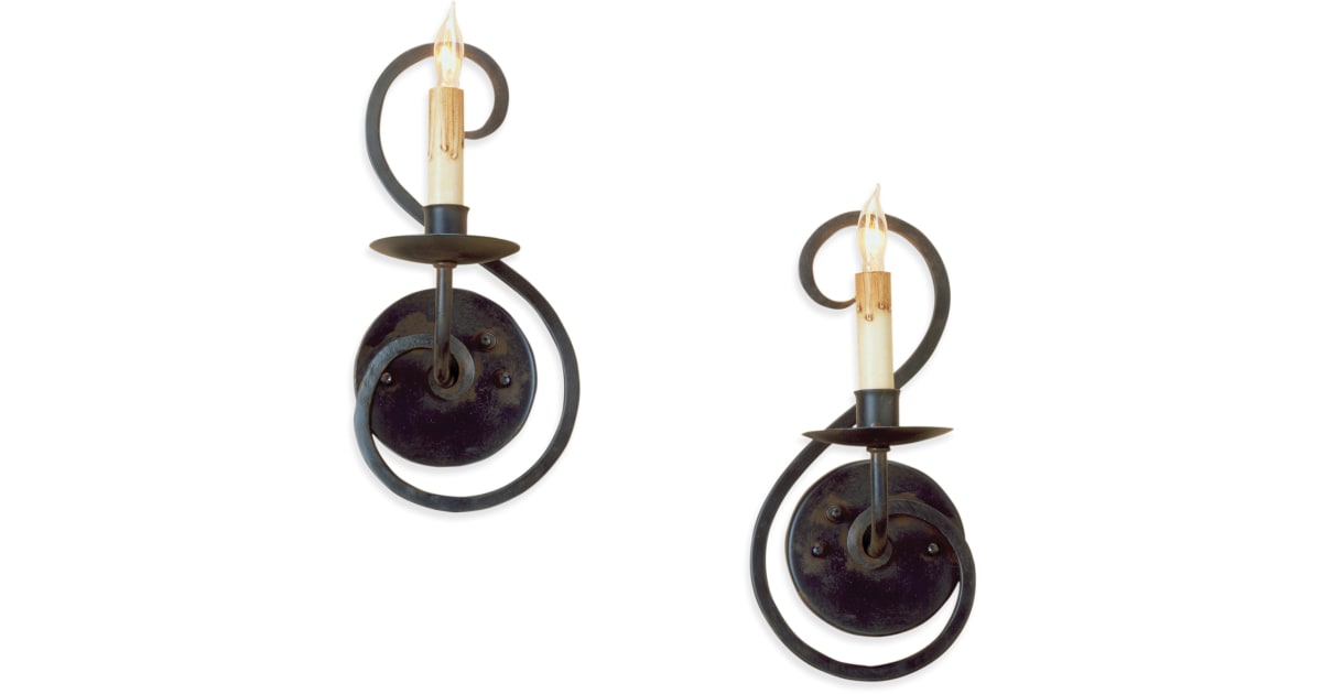 Currey and Company 5528 Iron Flourish Wall Sconce Pair, (L&R) with ...