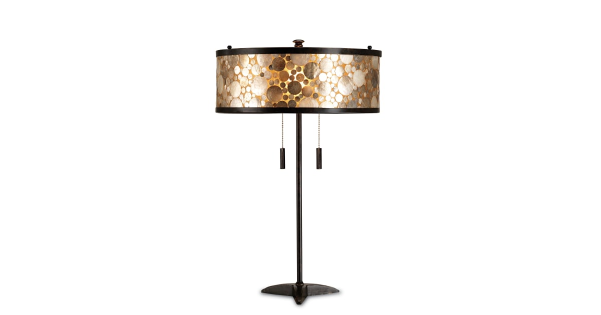 Currey and Company 6420 Pandora Table Lamp with Amber Shade and 2-Pull ...
