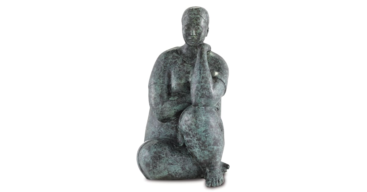 Currey and Company 1200-0364 Lady Meditating Bronze People and Figures ...