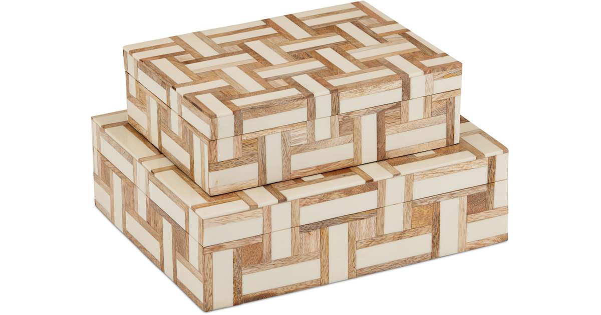 Currey and Company 1200-0899 Aarna Wood, Composite Decorative Boxes ...