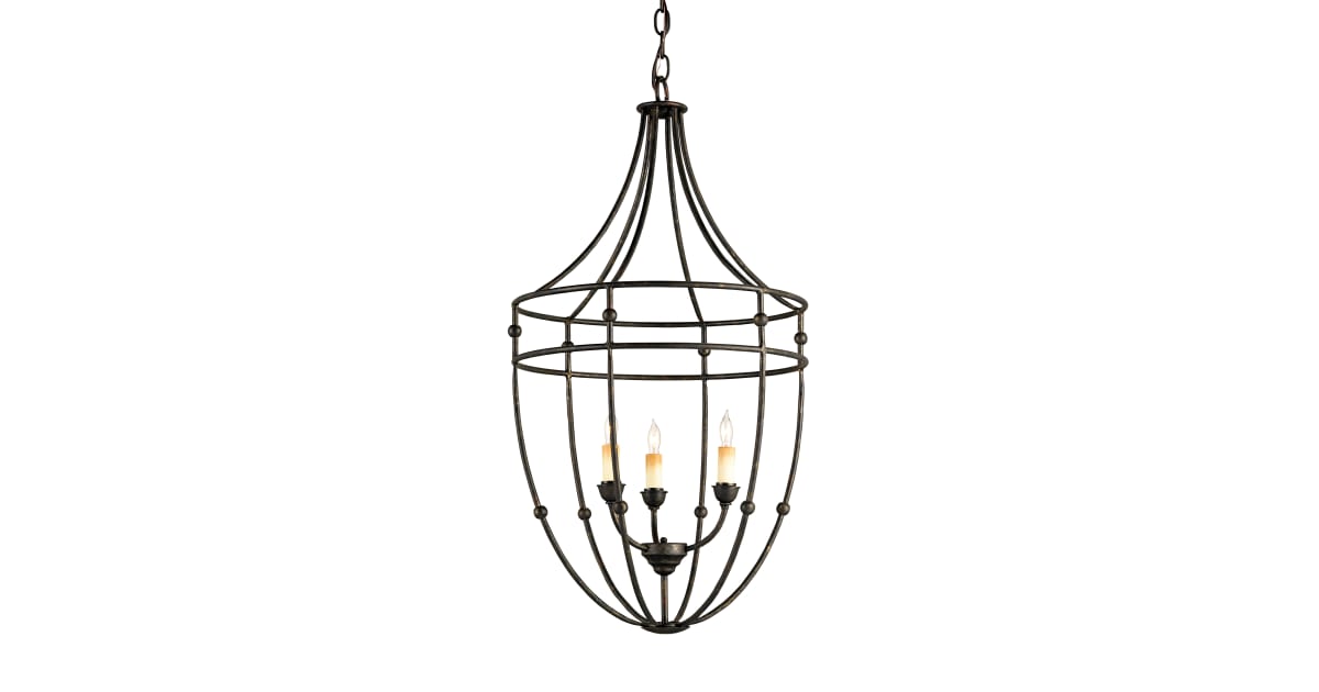 Currey and Company 9789 Fitzjames 3 Light Chandelier with Wrought Iron ...