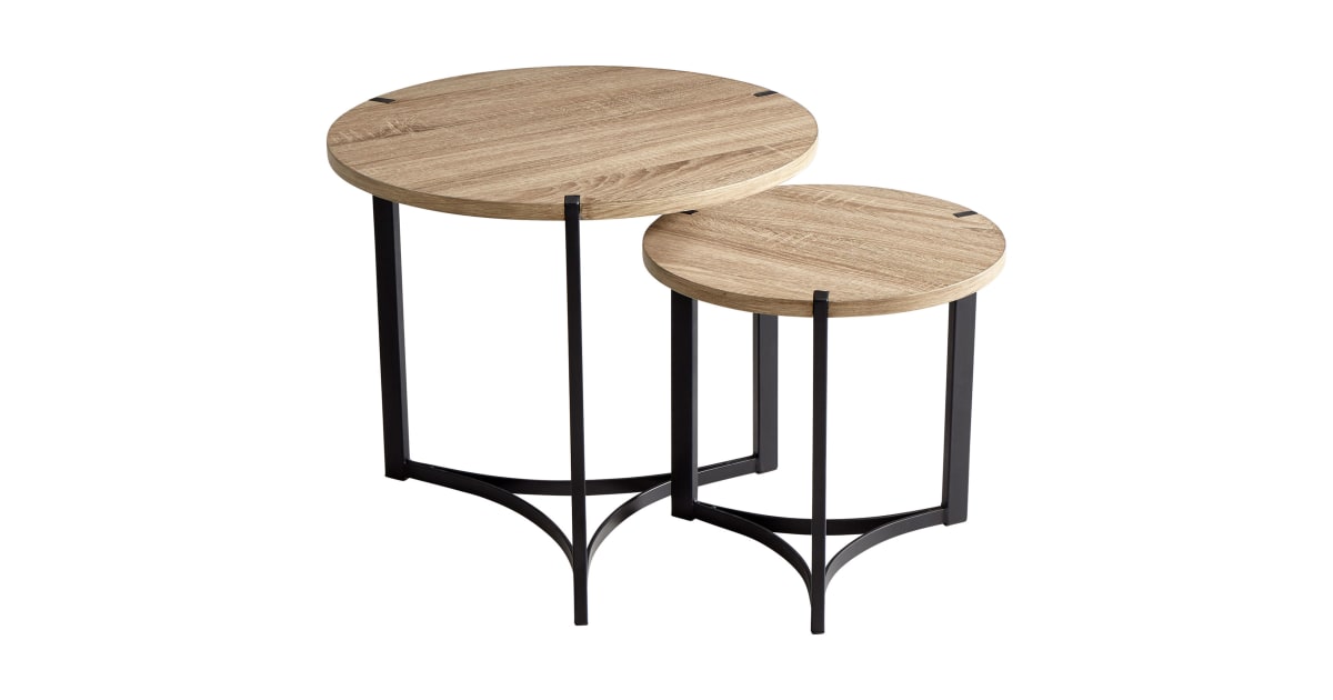 Cyan Design 09025 Tri 21-3/4" Long Wood Top Iron Nesting Table | Build.com