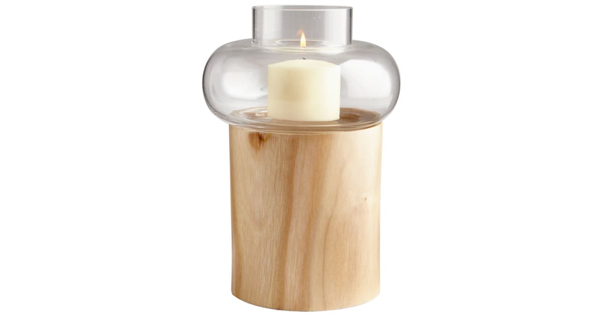 Cyan Design 06477 Kalliope 11.5 Inch Tall Glass and Wood Candle Holder ...