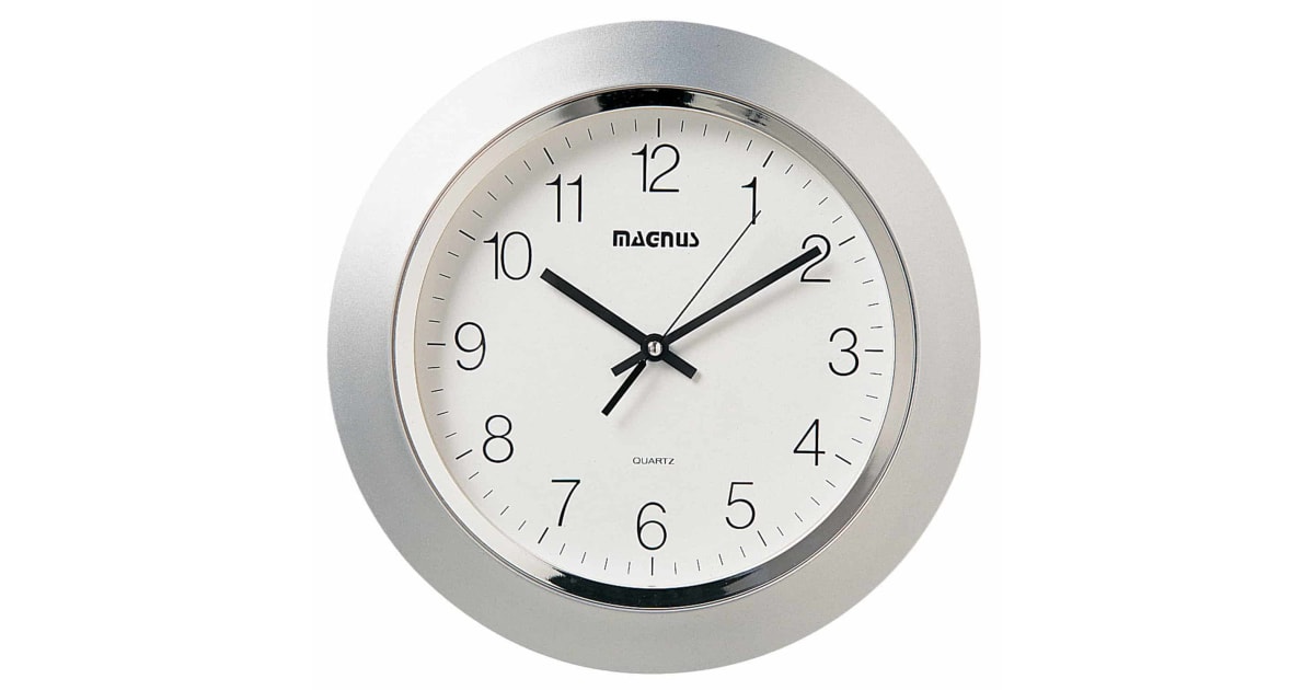 Dainolite 29012-MT-SV Magnus 14" Diameter 12 Hour Wall Clock with ...