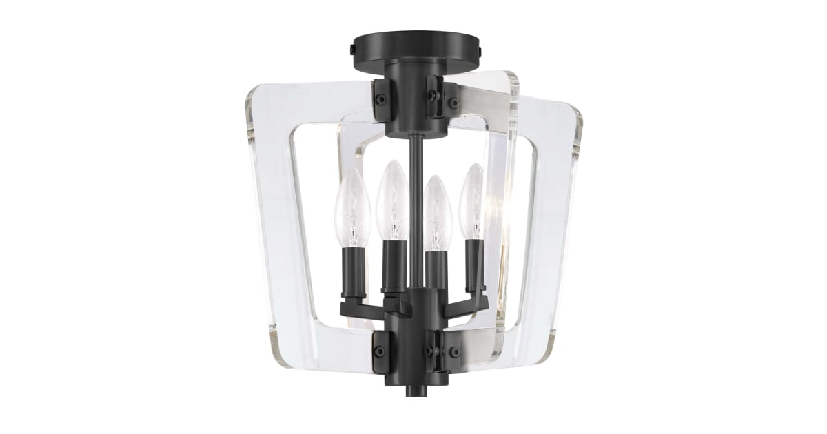 Dainolite CWR-144SF-MB-CLR Clearwater 4 Light 14" Wide Semi-Flush ...