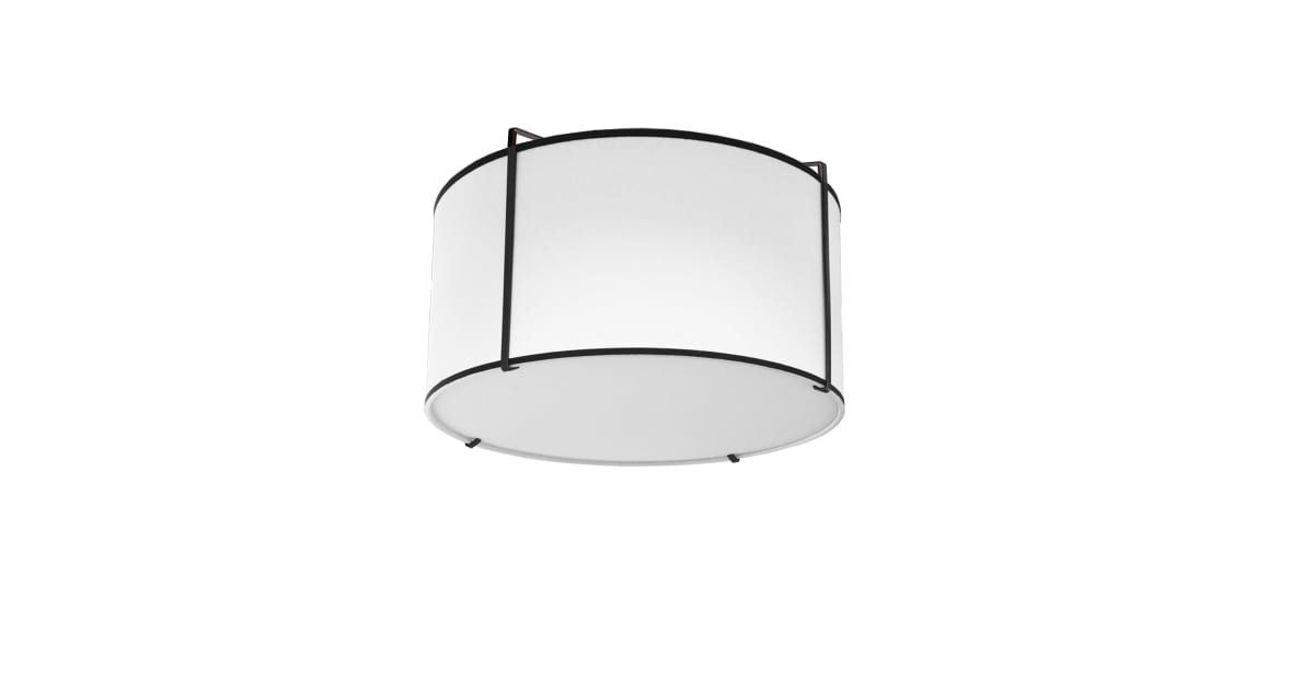 Dainolite TRA-121FH-BK-WH Trapezoid 2 Light 12" Wide Semi-Flush Drum ...