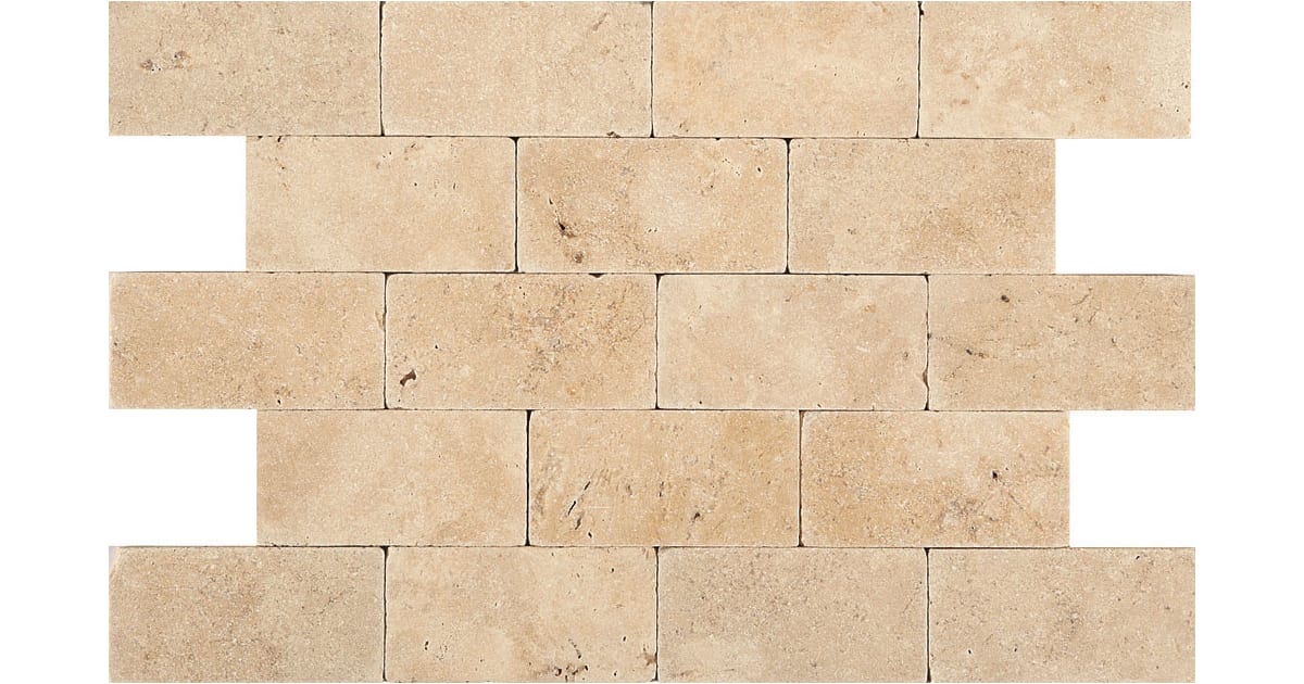 Daltile T10236TS1P-SAMPLE Travertine Collection - 6" x 3" Rectangle Tile - Tumbled Travertine ...