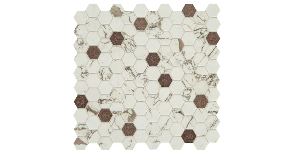 Daltile UP291HEXMS1P Uptown Glass - 1" x 1" Hexagon Mosaic Wall Tile ...