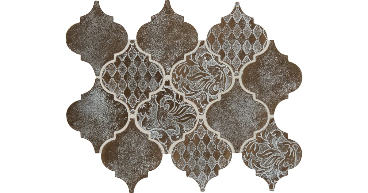 Daltile VM034ARAMS1P Vintage Metals - 10" x 12" Arabesque Wall Mosaic ...