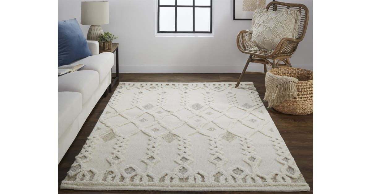 Delacora 31333 Serenity 8' x 10' Cotton and Wool Hand Tufted Geometric ...