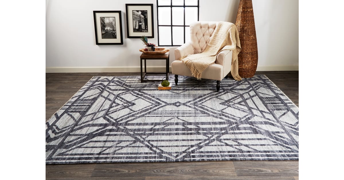 Delacora 32067 Mod 5' x 8' Cotton and Wool Hand Knotted Geometric ...