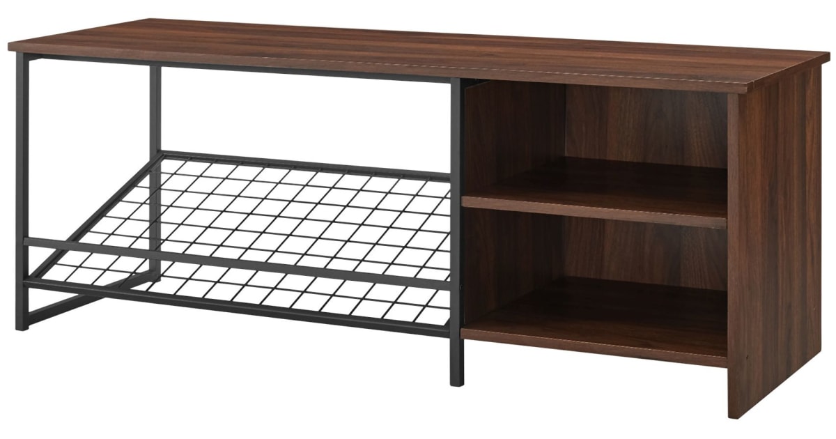 Delacora BD48CLYDW Industrial 48" W Angle Iron Entry Bench with Metal Shoe Rack | Build.com