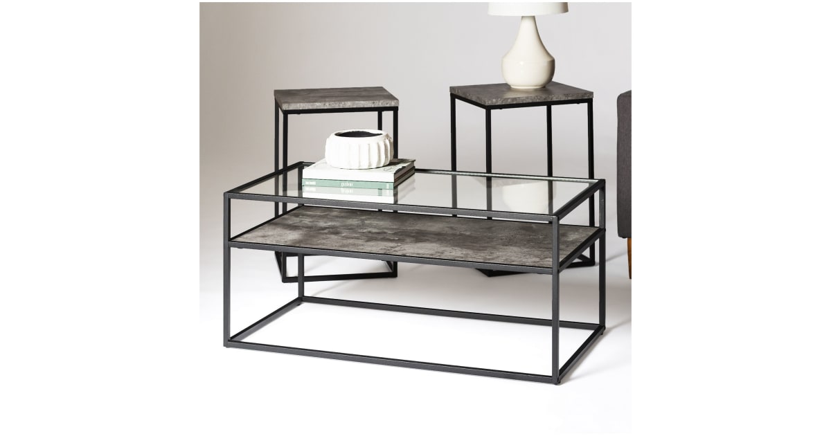 Delacora BDC40SWI3PDC Industrial 3 Piece Open Concept Living Room Table ...